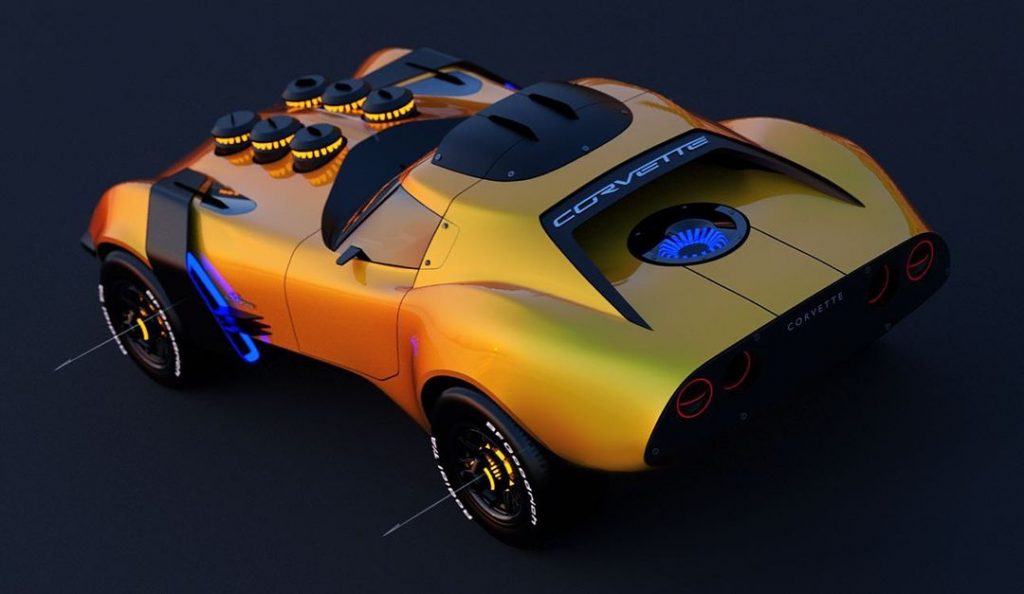 Chevrolet "Cyberpunk Corvette" Rendered as Updated C3 with Supercar Styling