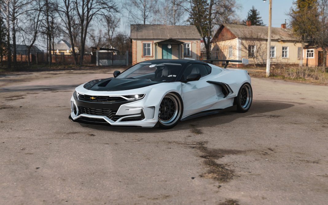 Mid-Engined Chevy Camaro Looks Sinister in C8 Corvette-Based Rendering