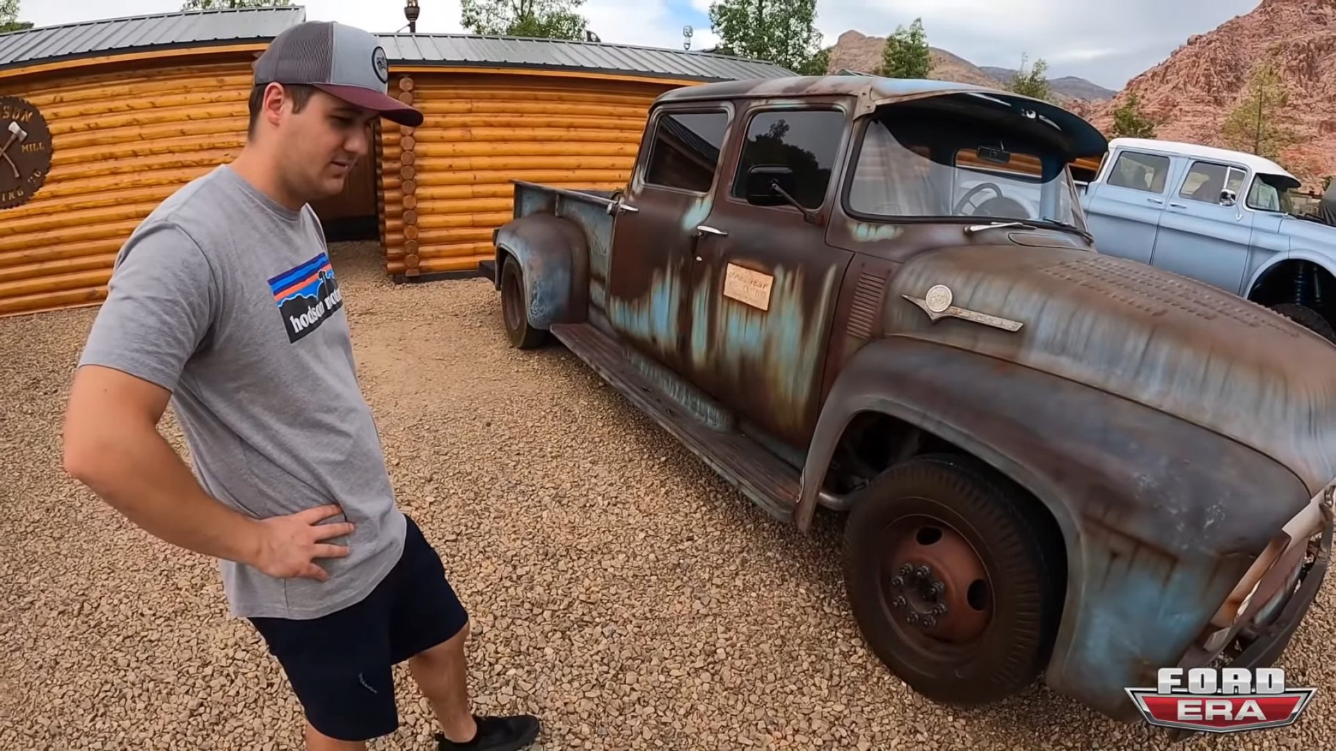 1956 Ford F600 Crew Cab Rocks Perfect Fake Rust and 460 Big Block
