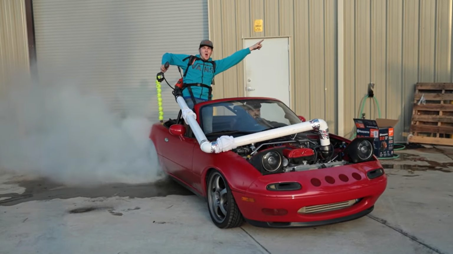 Leaf Blower-Supercharged Mazda Miata Drag Races Porsche, Celebrates ...