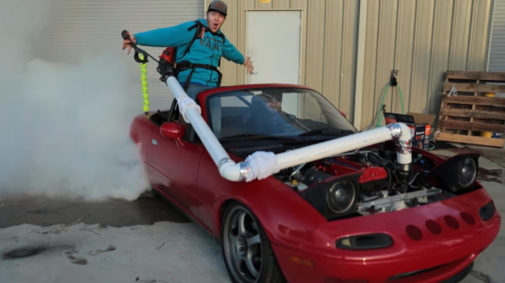 Leaf Blower-Supercharged Mazda Miata Drag Races Porsche, Celebrates ...