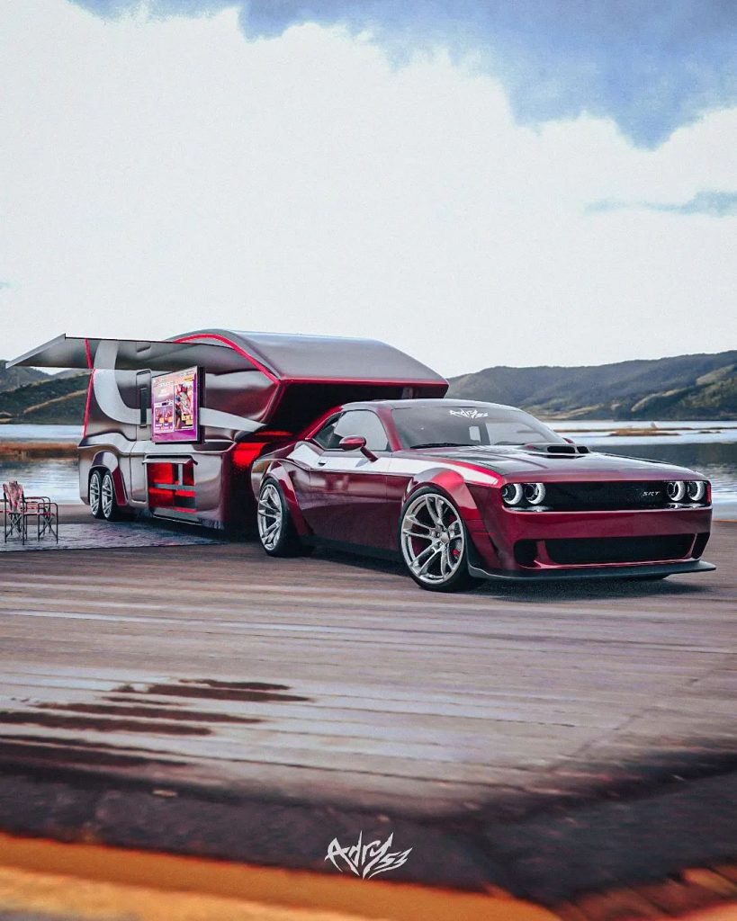 Dodge Challenger Pulls "Muscle Trailer" in Custom Camping CGI