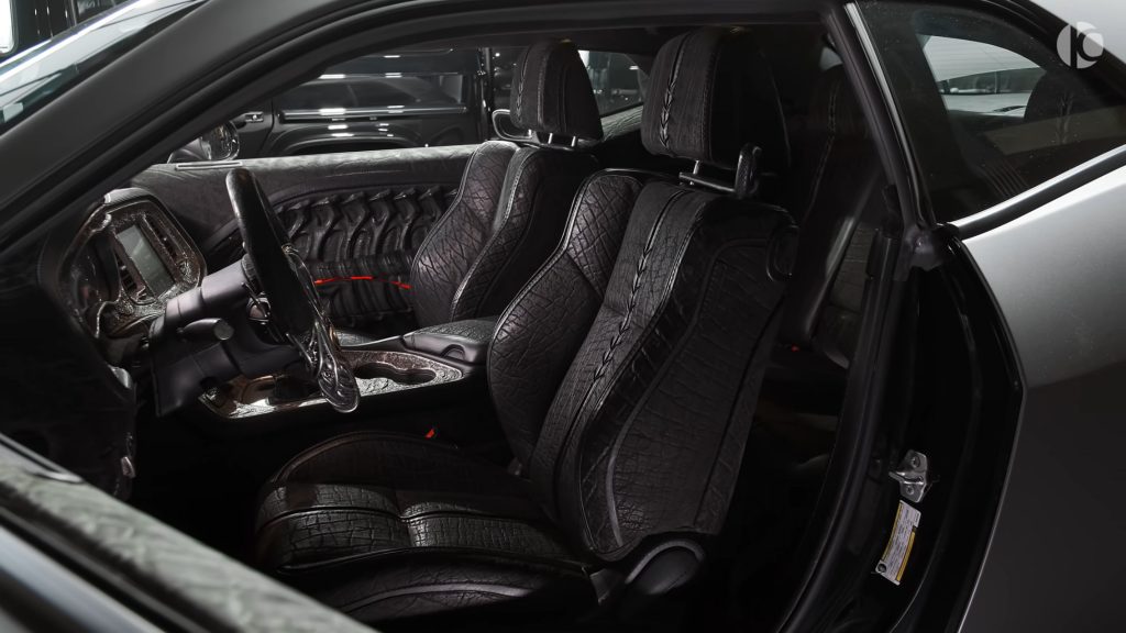 This Dodge Hellcat Has an Engraved Silver and Elephant Leather Interior