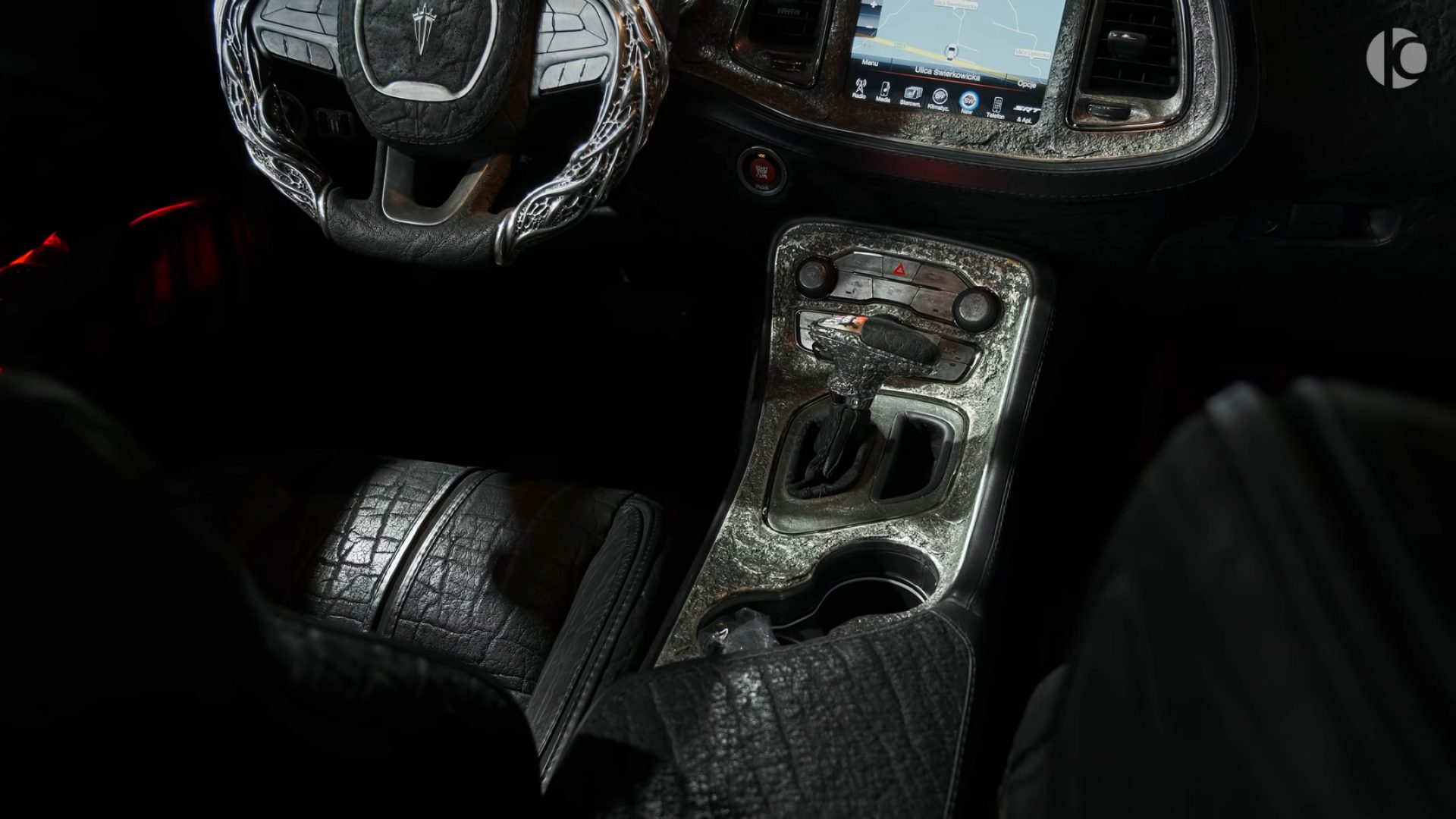 This Dodge Hellcat Has an Engraved Silver and Elephant Leather Interior