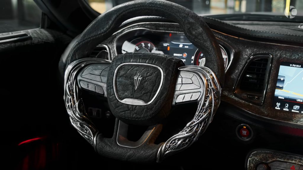 This Dodge Hellcat Has an Engraved Silver and Elephant Leather Interior