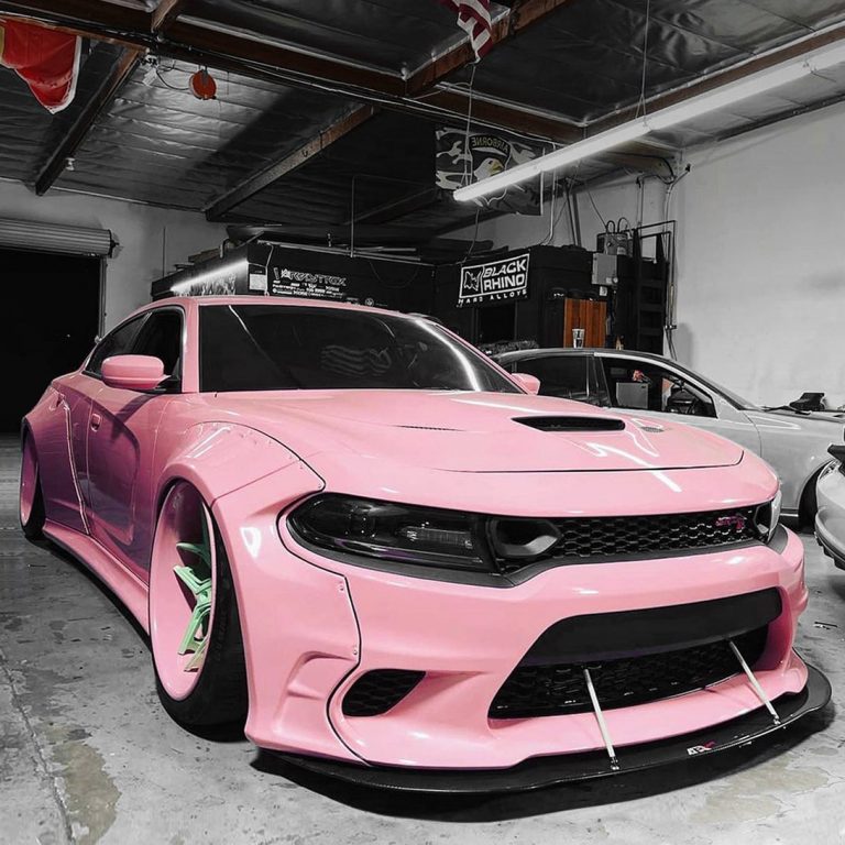 Shirokai Dodge Charger "Pink Flamingo" Flexes Widebody on Tiffany Blue Wheels