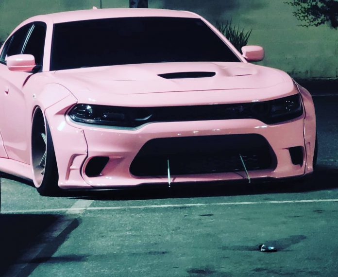 Shirokai Dodge Charger "Pink Flamingo" Flexes Widebody on Tiffany Blue Wheels