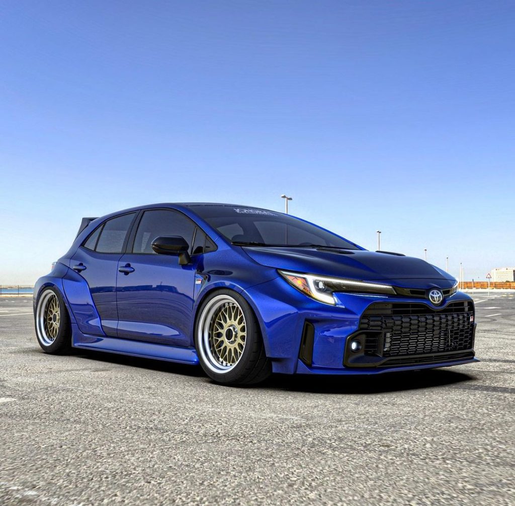 First Production Widebody for Toyota GR Corolla Gets Blue-and-Gold STI ...