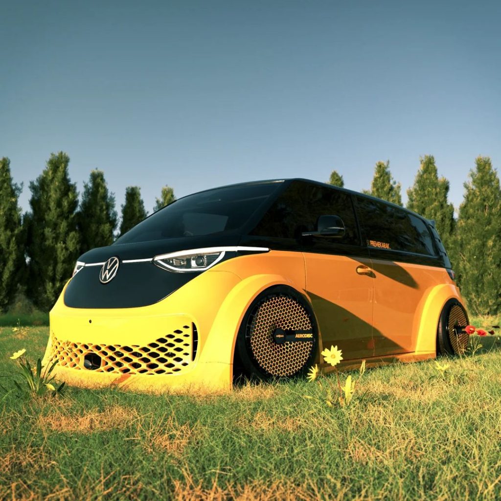 Widebody VW ID. Buzz "Queen Bee" Gets Slammed on Honeycomb Rotiforms in ...