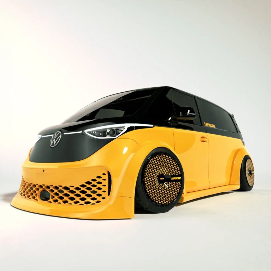 Widebody VW ID. Buzz "Queen Bee" Gets Slammed on Honeycomb Rotiforms in ...