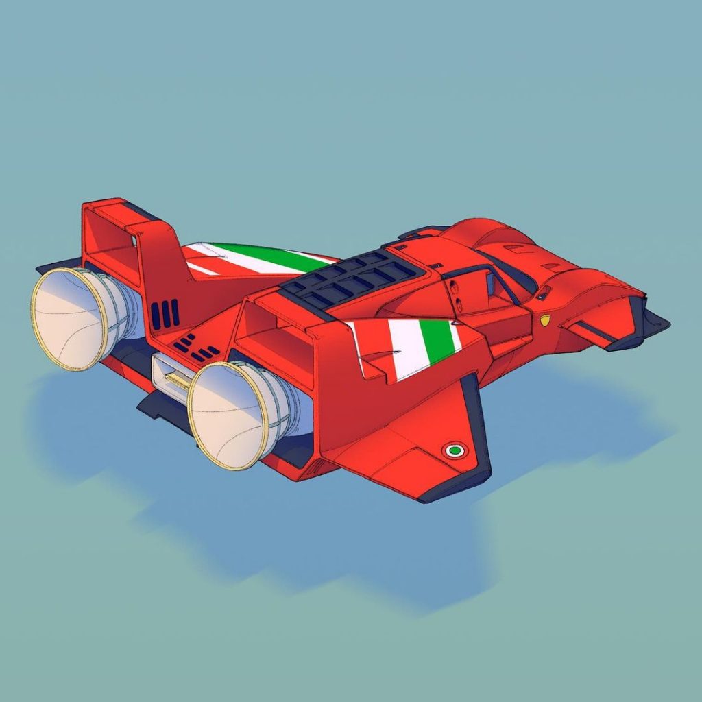 Ferrari F40 Rocket Ship Celebrates 2022 F1 "Flying Start" in Quick Render