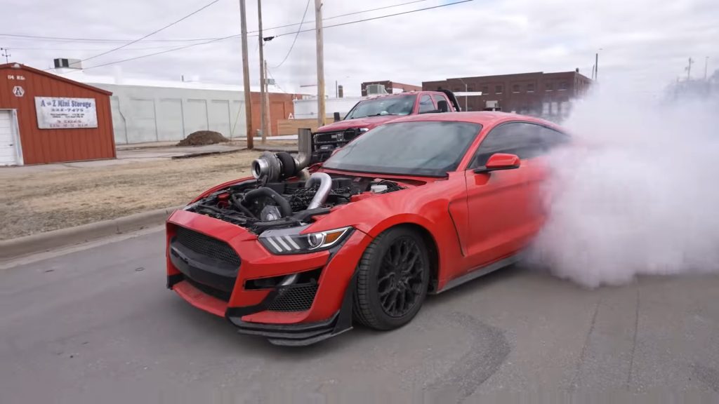 Diesel-Powered Ford Mustang Goes on Road Trip, Rolls Coal at the Track