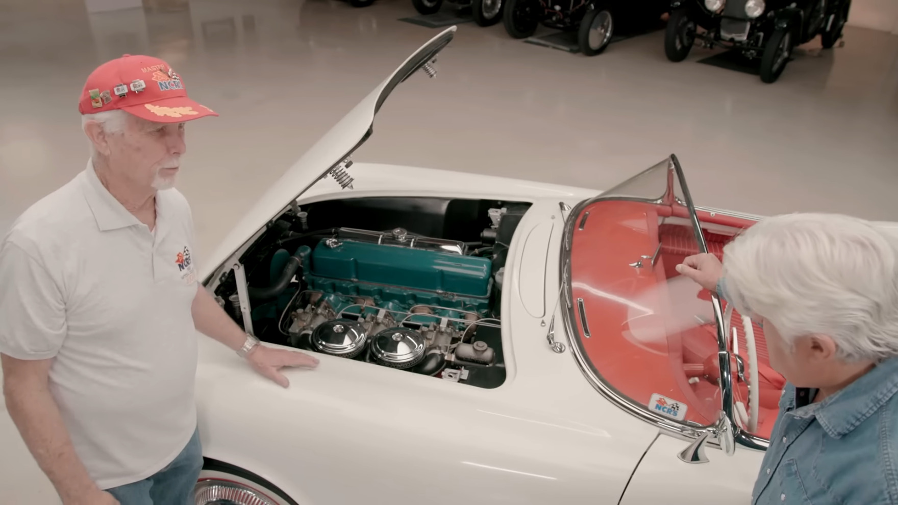 Jay Leno Drives First Production 1954 Corvette, Defends Blue Flame Engine