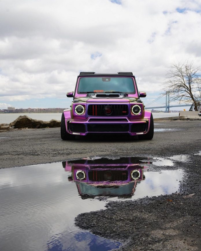 Slammed Mercedes-AMG G63 Matches Midnight Purple to Rotiform Wheels