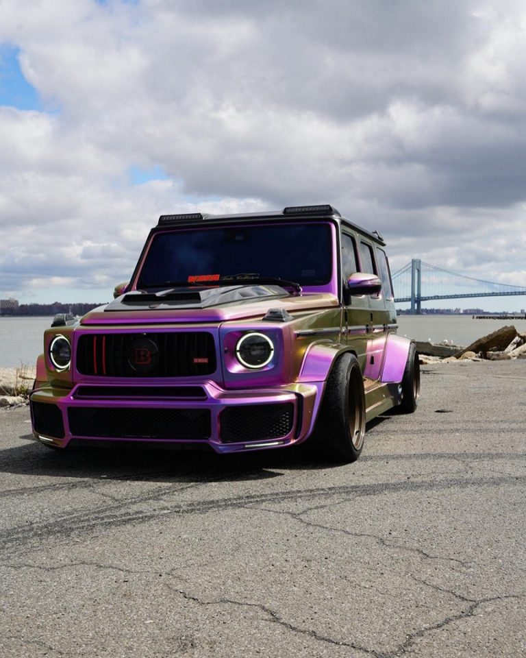 Slammed Mercedes-AMG G63 Matches Midnight Purple to Rotiform Wheels