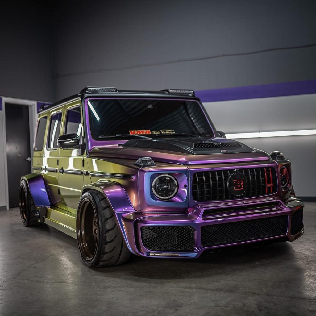 Slammed Mercedes-AMG G63 Matches Midnight Purple to Rotiform Wheels
