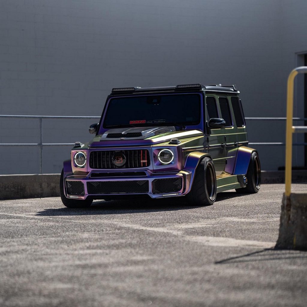 Slammed Mercedes-AMG G63 Matches Midnight Purple to Rotiform Wheels