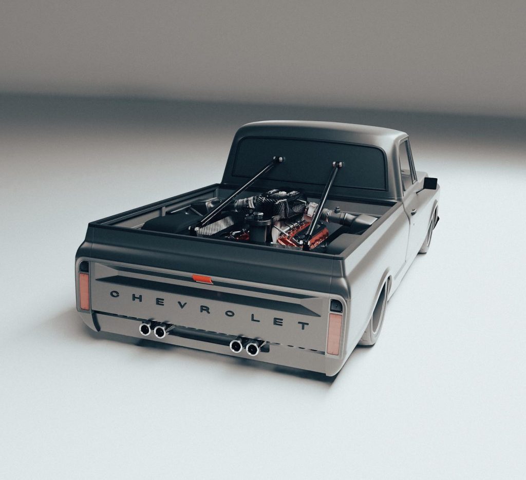 1971 Chevy C10 "Wombo Combo" Flexes Digital Mid-Mounted Ferrari Enzo Engine