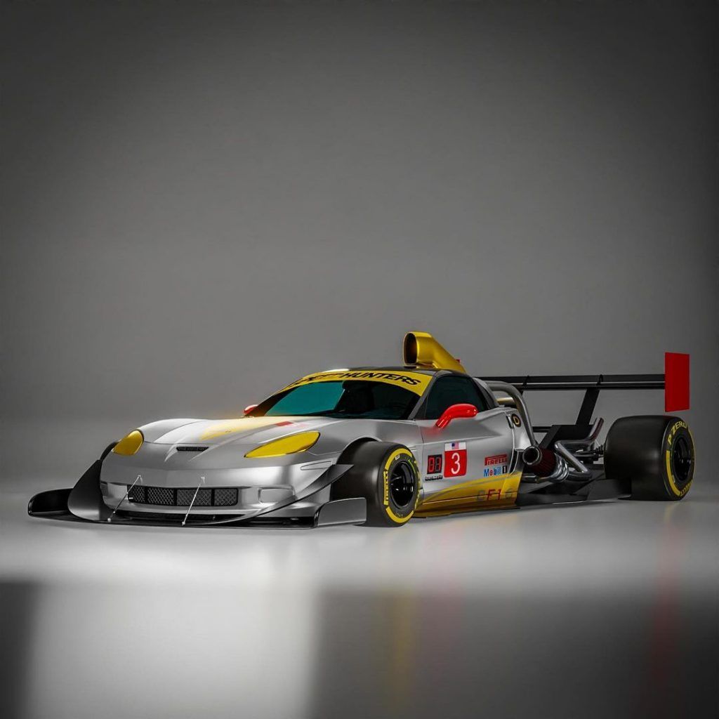 F1-Chopped C6 Corvette Z06 Rises as SEMA-Worhty Mid-Engined Chevy CGI