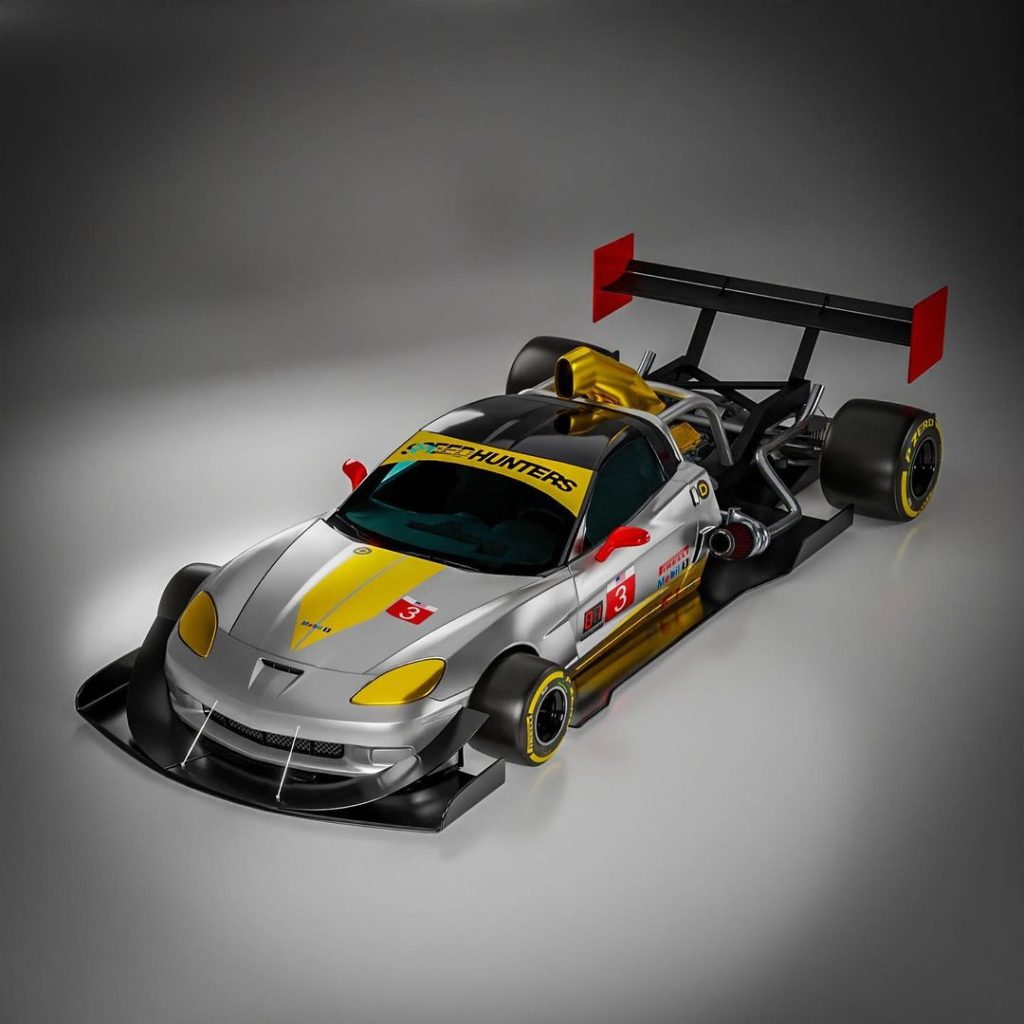 F1-Chopped C6 Corvette Z06 Rises as SEMA-Worhty Mid-Engined Chevy CGI