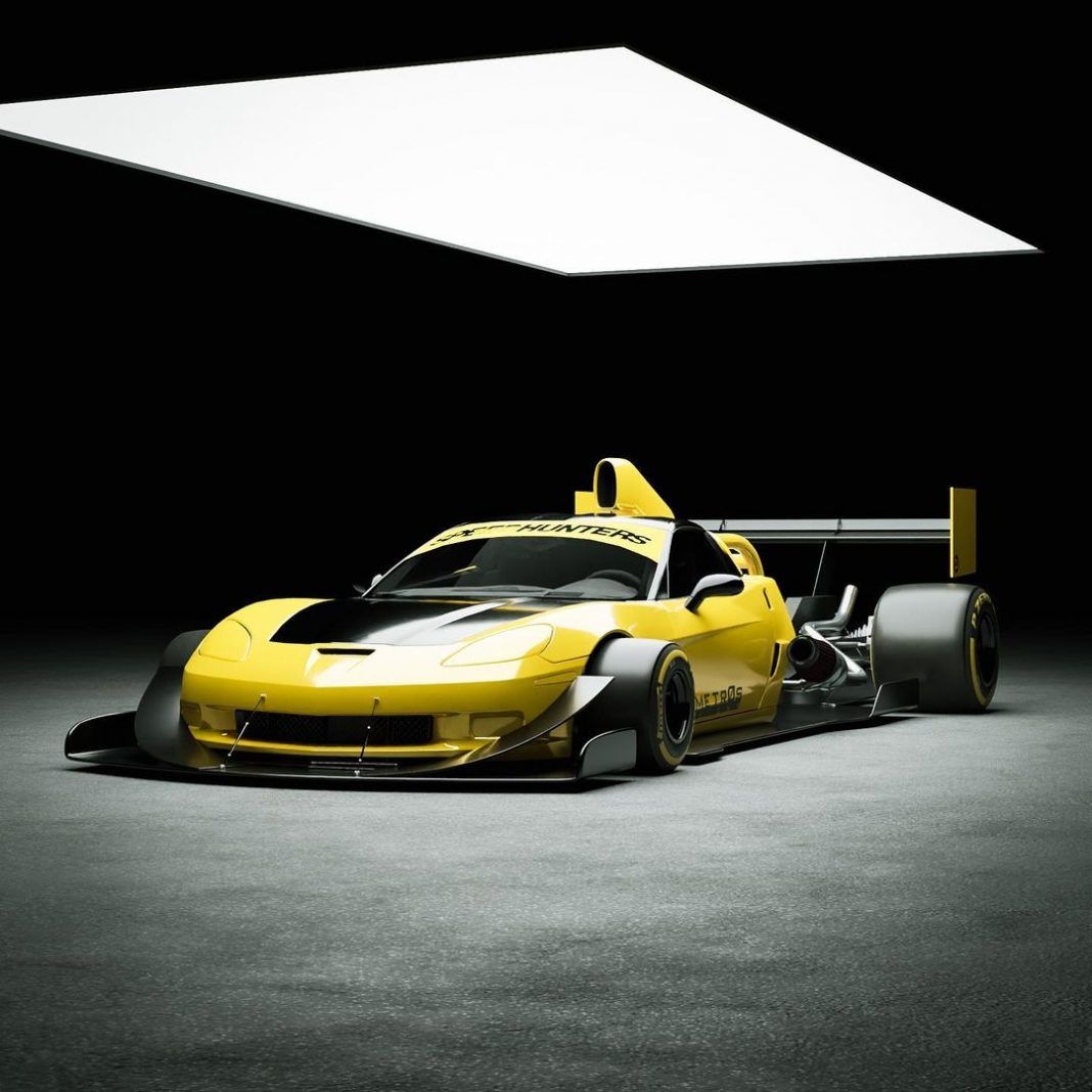 F1-Chopped C6 Corvette Z06 Rises as SEMA-Worhty Mid-Engined Chevy CGI