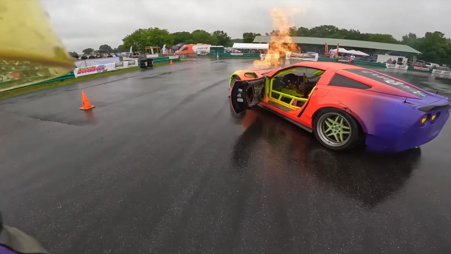 Collete Davis' C6 Drift Corvette Bursting into Flames Is Frightening to ...