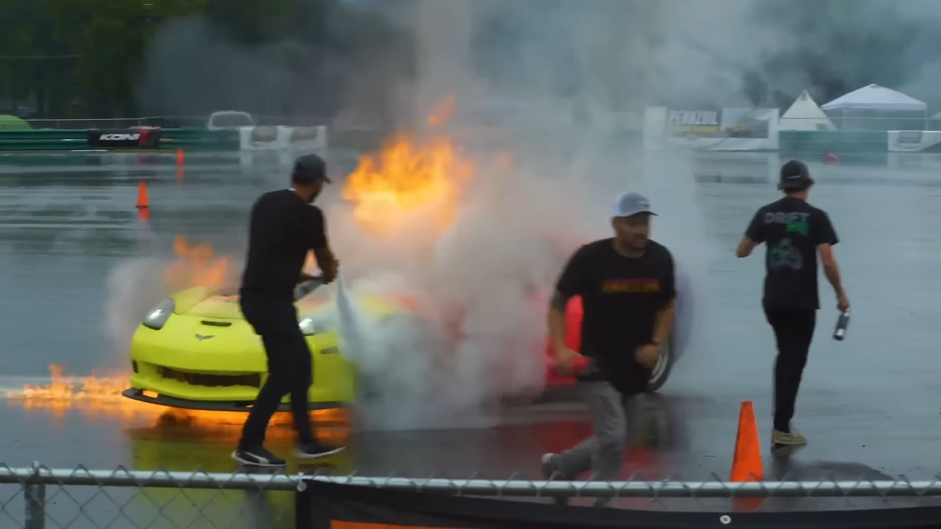 Collete Davis' C6 Drift Corvette Bursting into Flames Is Frightening to ...