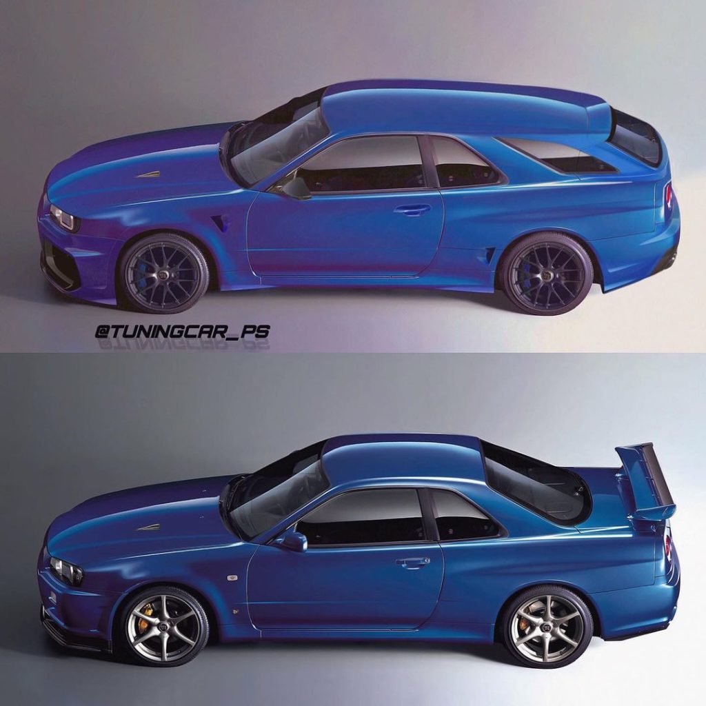 R34 Nissan GT-R Two-Door Wagon Brings Long-Roof Conversion for JDM Dream