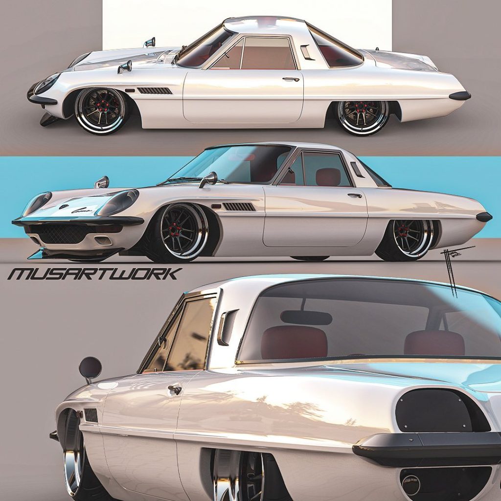 Fully Slammed 1970 Mazda Cosmo Digitally Brings Low and Slow Rotary Life