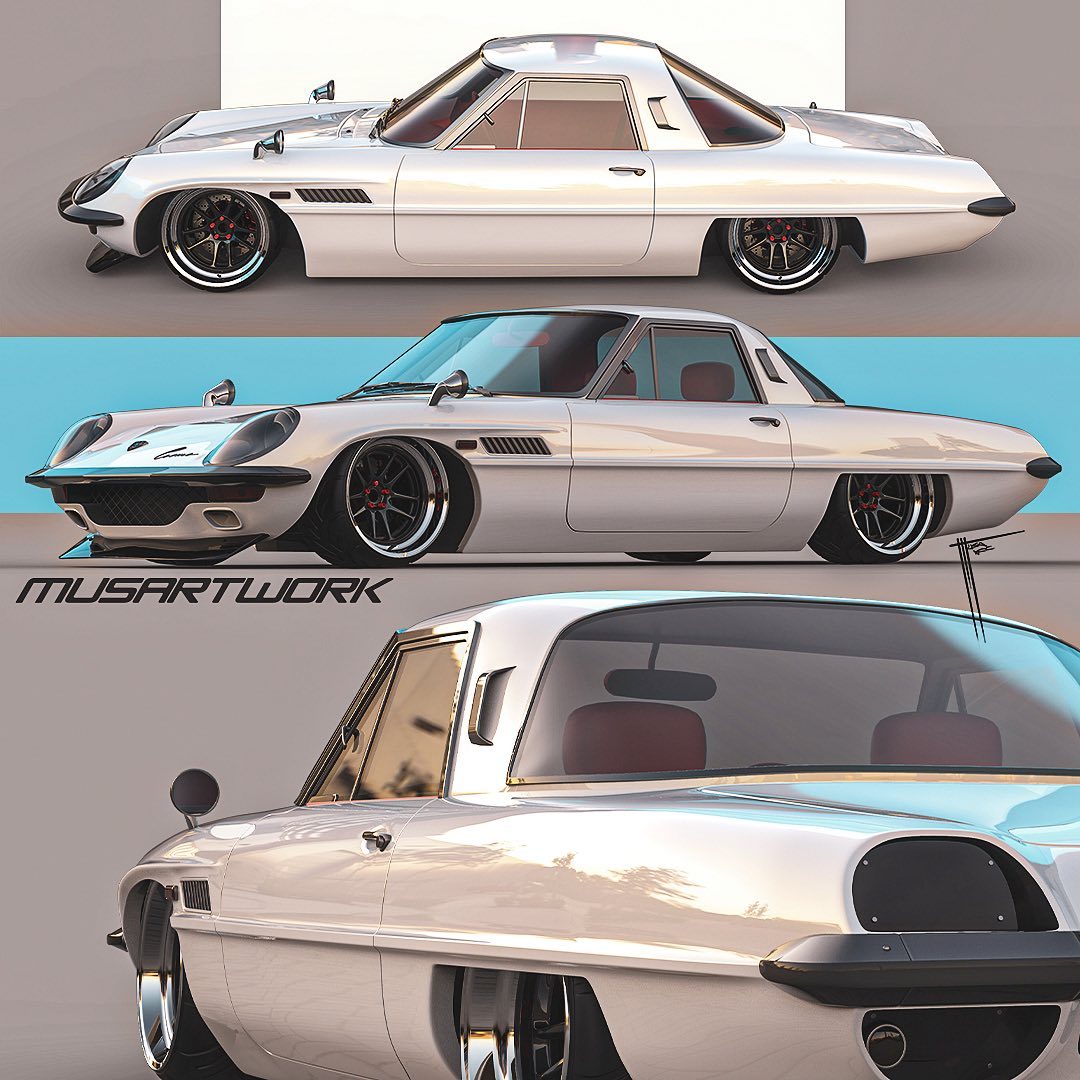 Fully Slammed 1970 Mazda Cosmo Digitally Brings Low and Slow Rotary Life