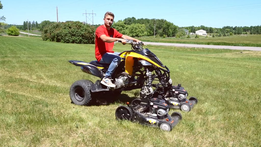 The Lawn Mower Quad Is YouTube's Latest Invention, Dirt Ramp Jumping ...