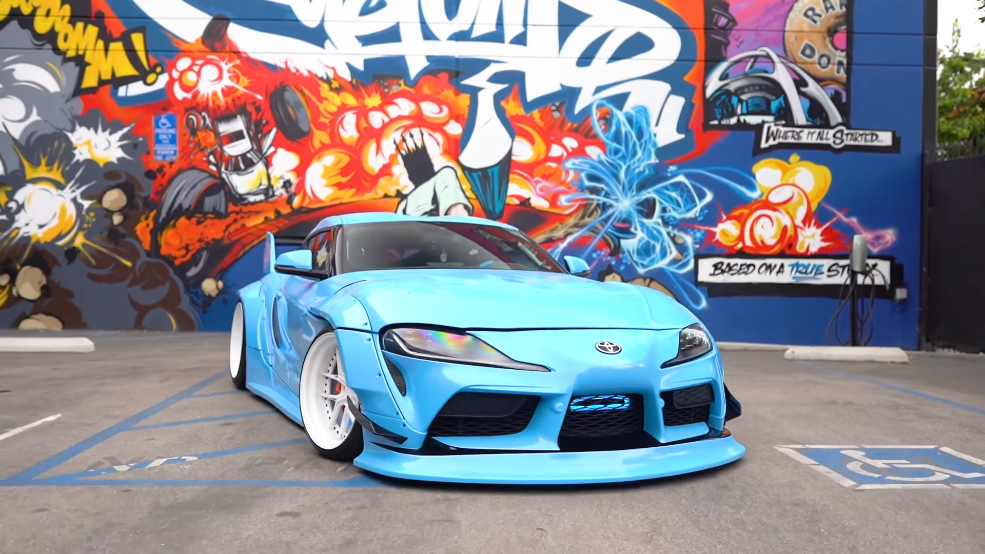 SteveWillDoIt Gets Widebody Toyota Supra Done at WCC, It's a Slammed Smurf