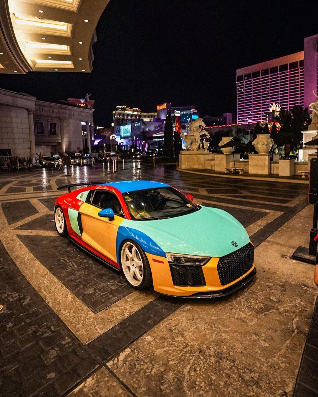 VW Harlequin Audi R8 Somehow Looks Natural, Sits Low on Volk Wheels