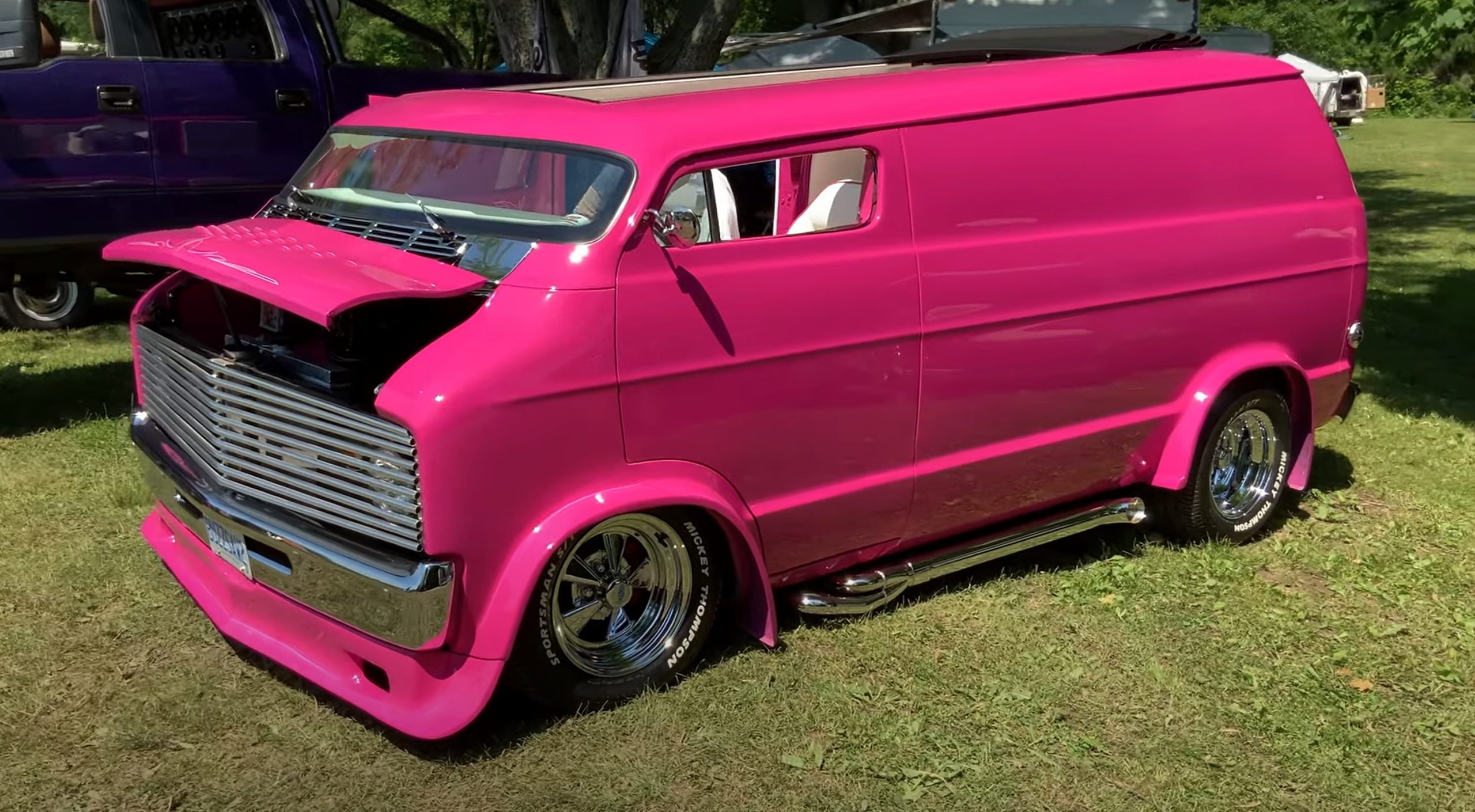 Pink Panther-Themed Classic Dodge Van Rocks Chopped Top, Custom Lounge ...