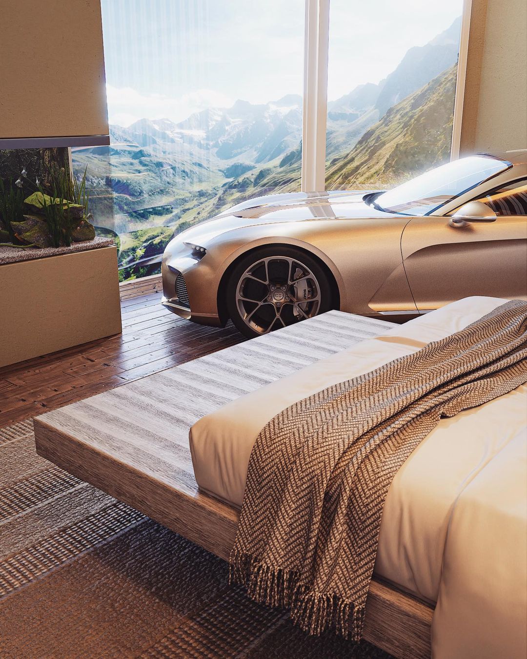 How About a New Bugatti Atlantic Concept Sitting in Your Penthouse Bedroom