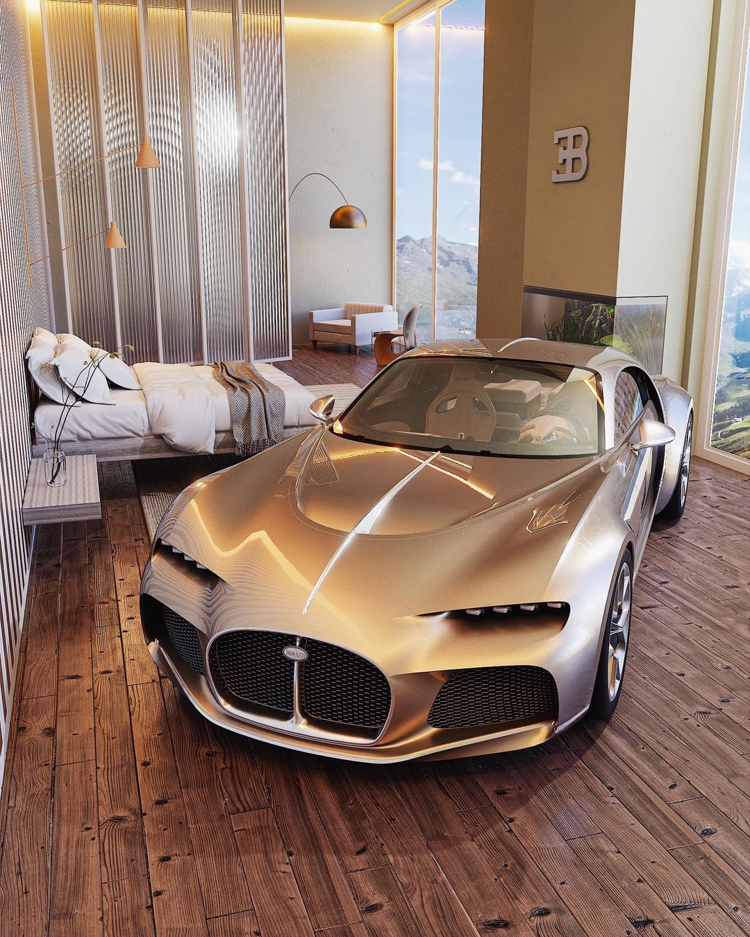 How About a New Bugatti Atlantic Concept Sitting in Your Penthouse Bedroom
