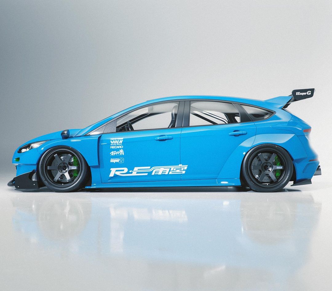 Ford Focus RS With RE Amemiya Widebody Kit Is a Digital Rotary Hot Hatch