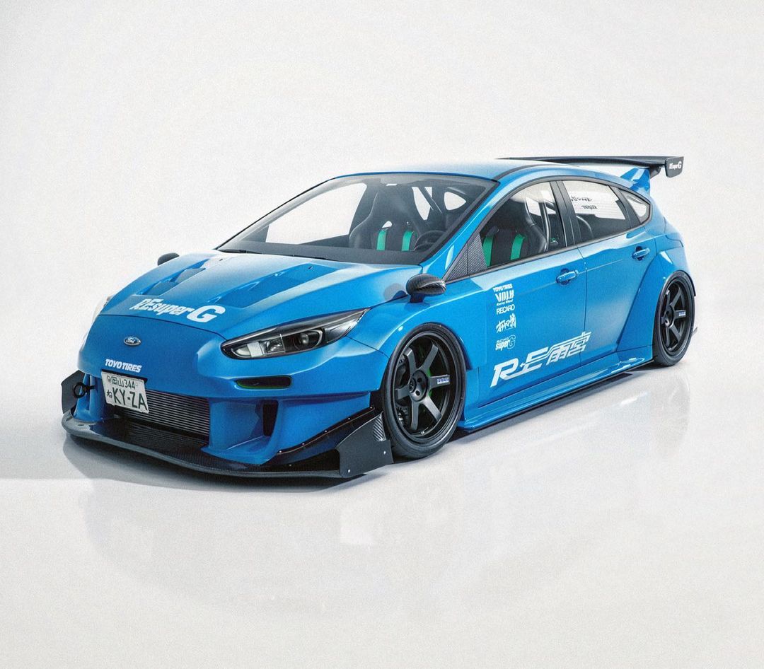 Ford Focus RS With RE Amemiya Widebody Kit Is a Digital Rotary Hot Hatch