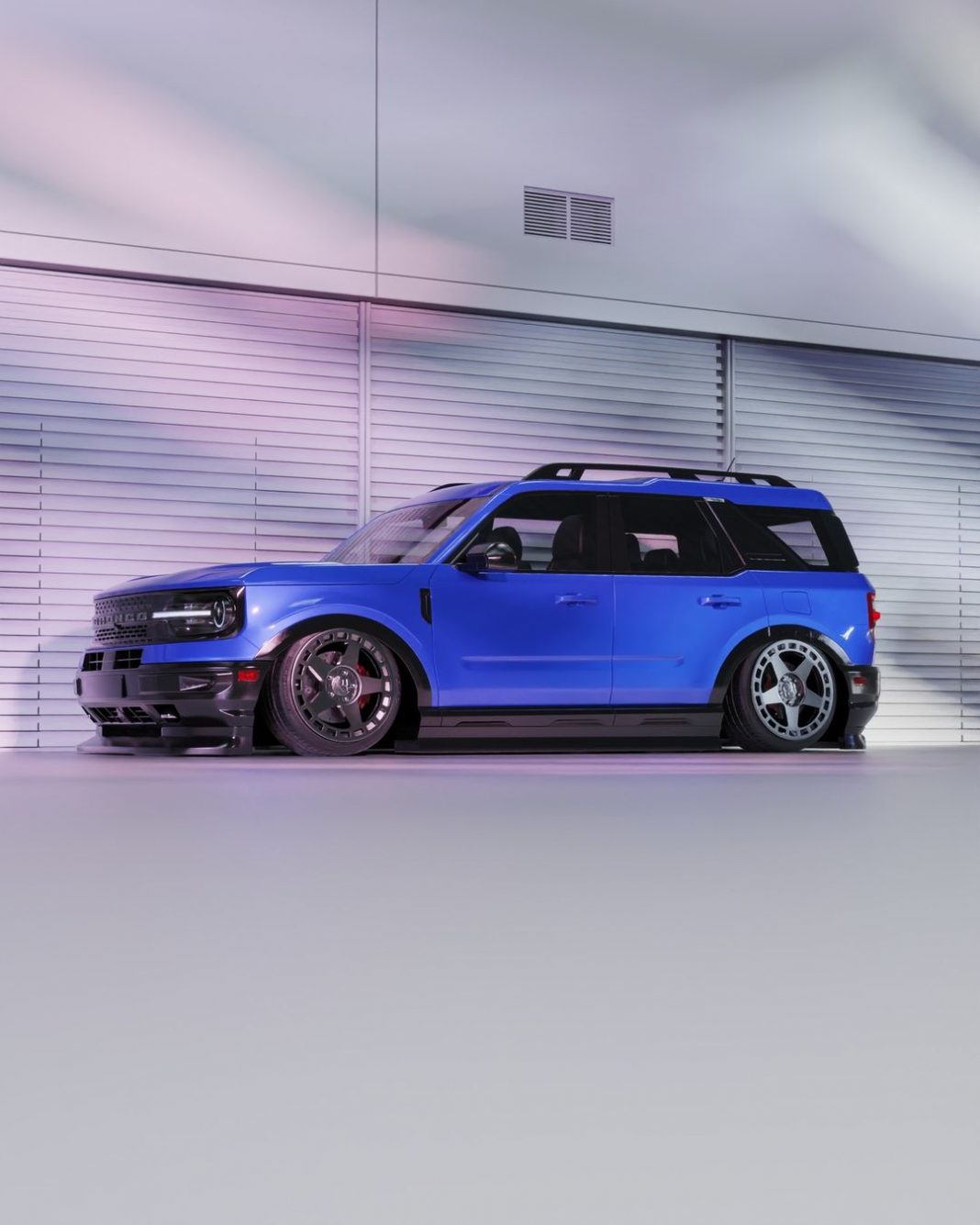 Slammed Ford Bronco Sport on Air Suspension Gains Digital Body Kit