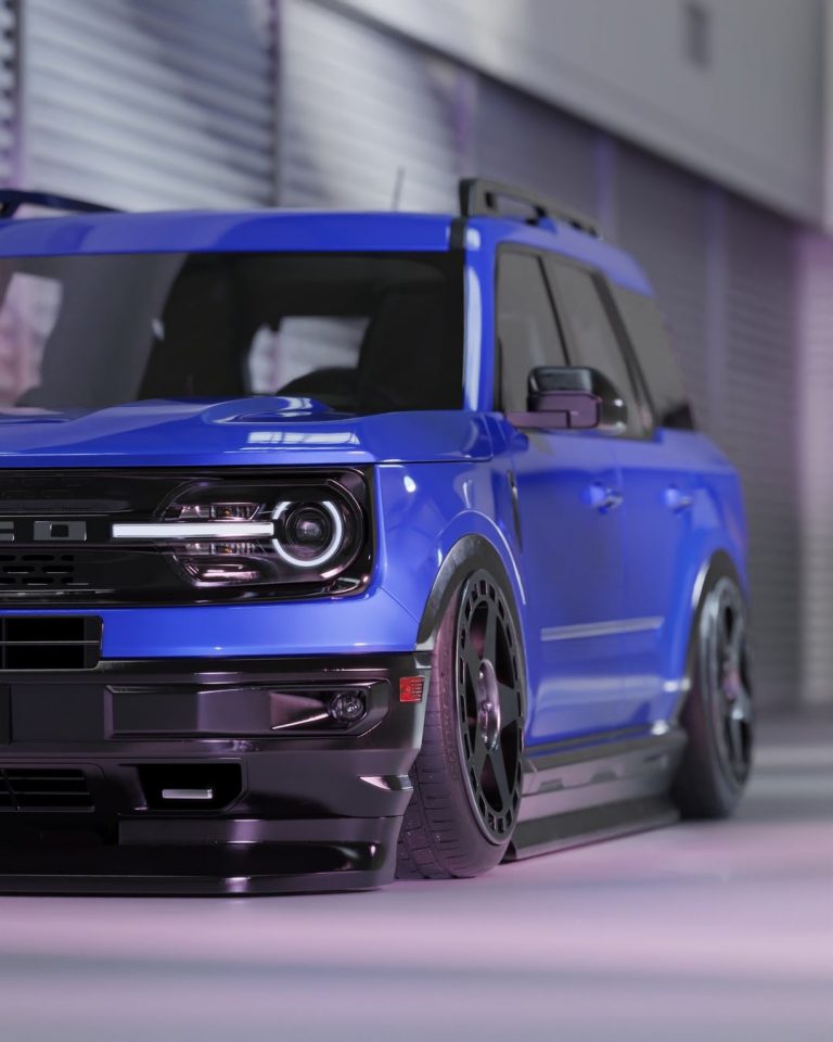 Slammed Ford Bronco Sport on Air Suspension Gains Digital Body Kit