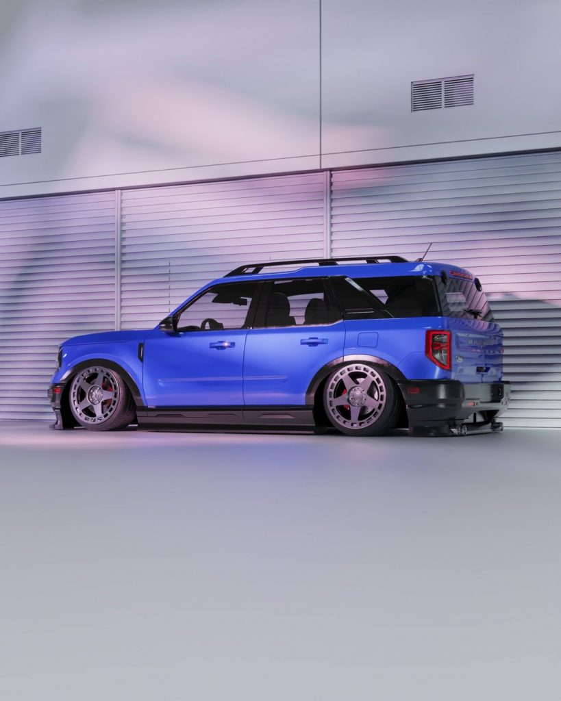 Slammed Ford Bronco Sport on Air Suspension Gains Digital Body Kit