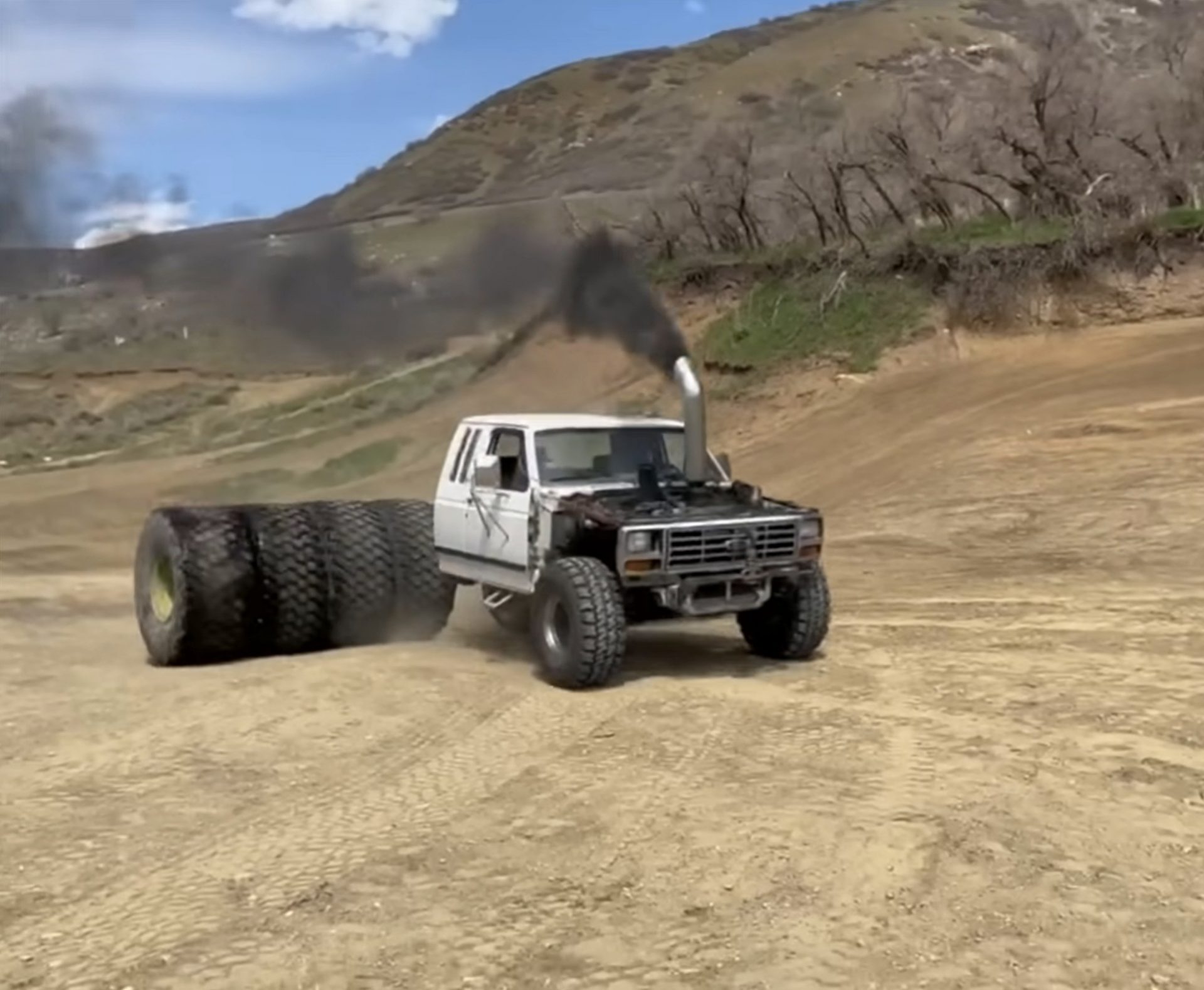 Ford F-250 Quadrually on 54-Inch Tires Getting a Forced Carolina Squat ...