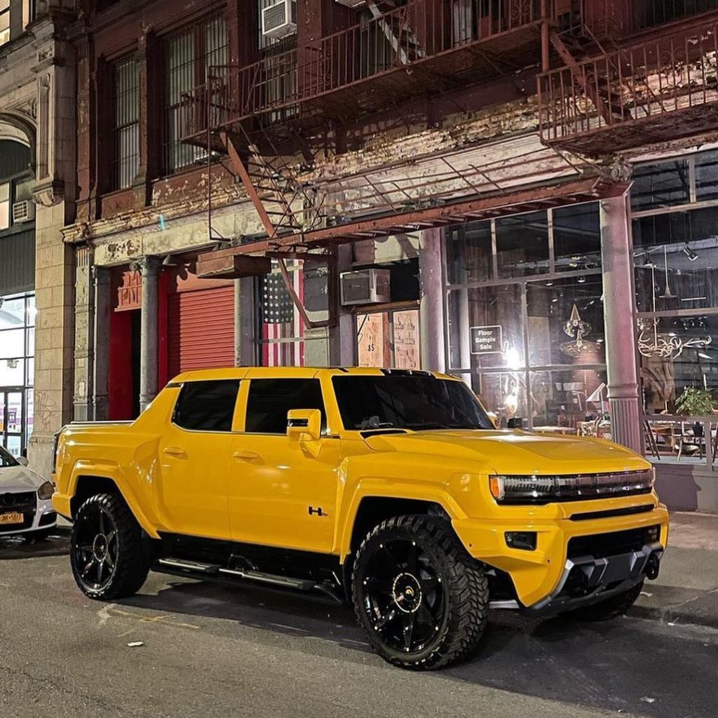 ASAP Rocky's Yellow Hummer EV Truck Spotted in New York on Custom Wheels