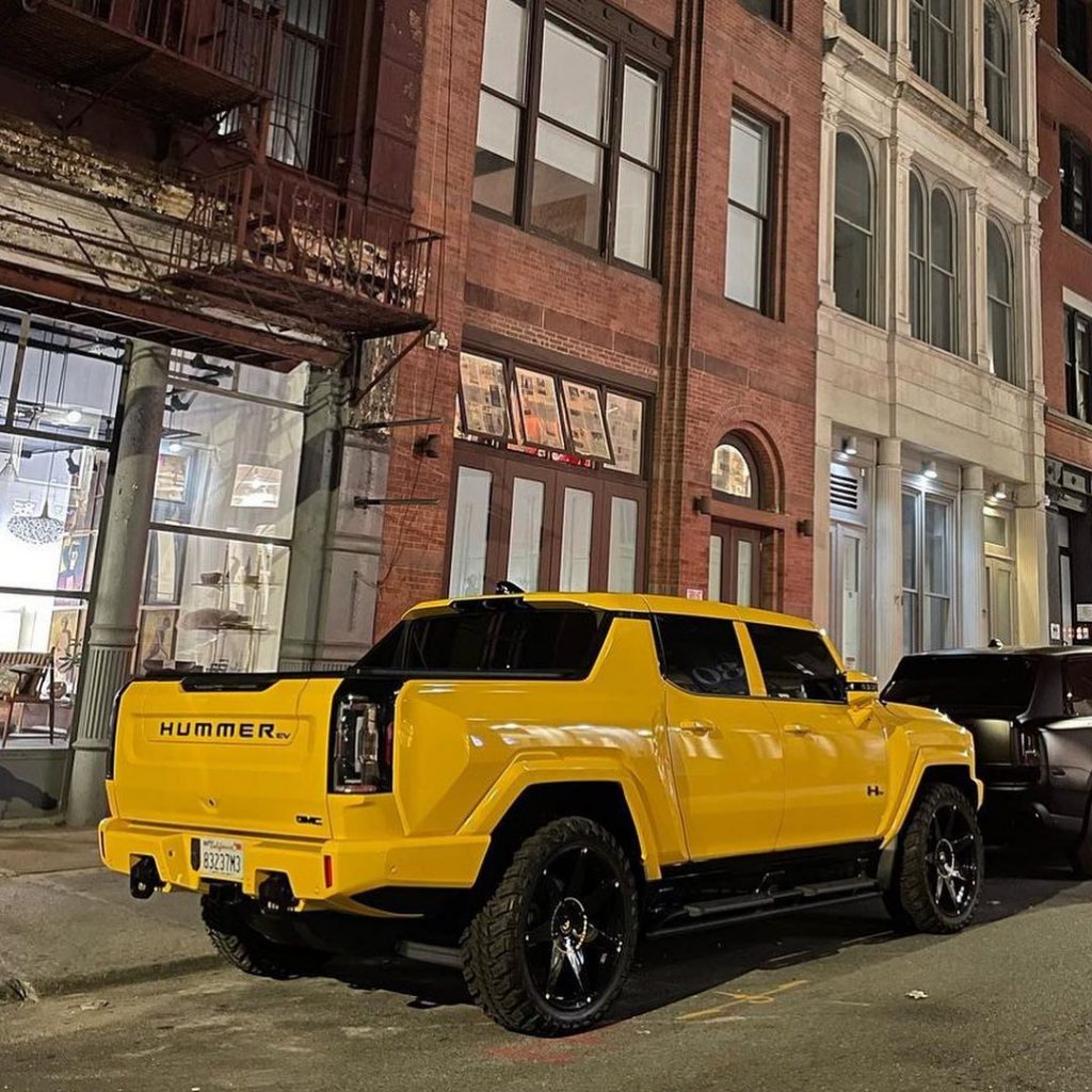 ASAP Rocky's Yellow Hummer EV Truck Spotted in New York on Custom Wheels