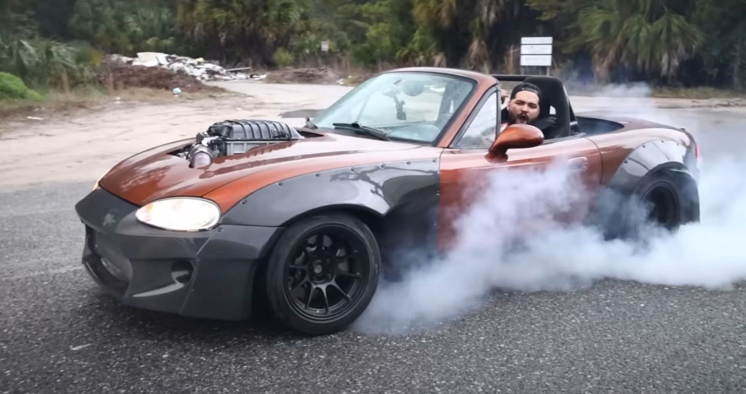 Hellcat-Swapped Mazda Miata Revived After Car Show Crash, Old Frame ...