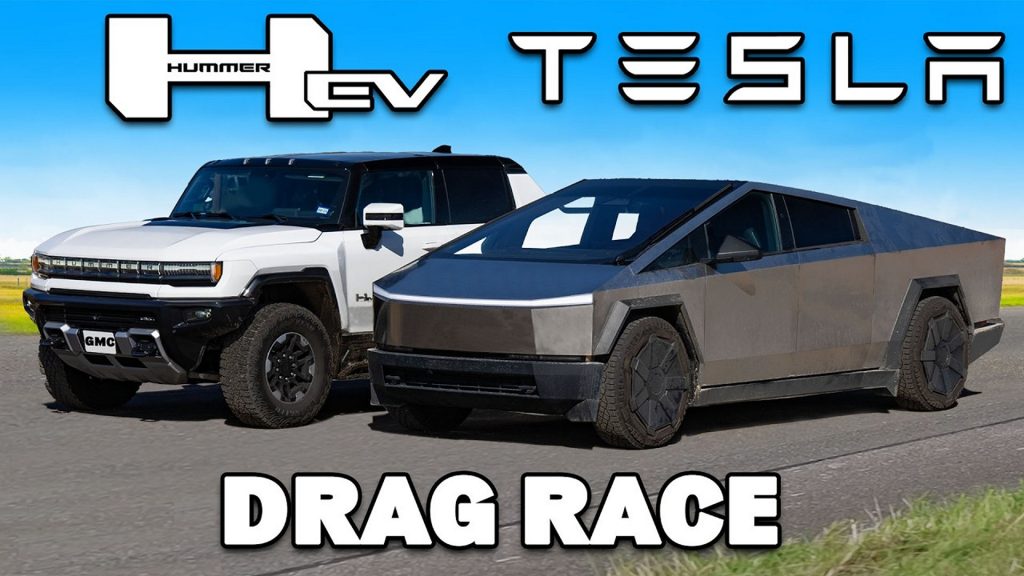 Tesla Cybertruck Destroys Hummer EV in Full Cyberbeast Drag Racing Spec